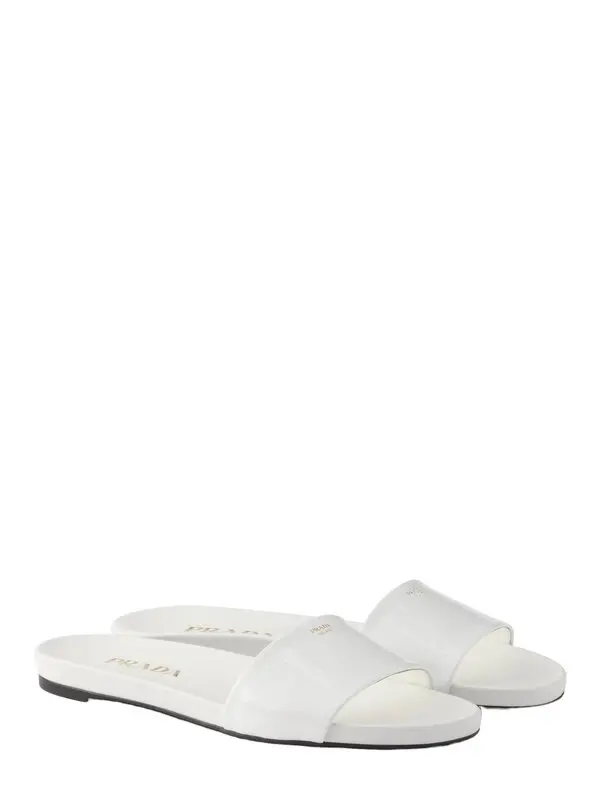 Prada Patent Leather Slides - White