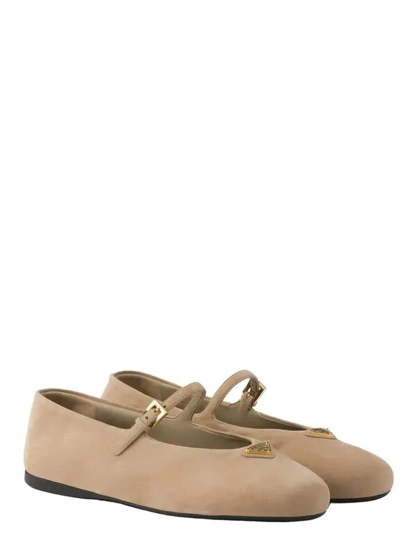 Prada Suede Ballerinas - Neutral