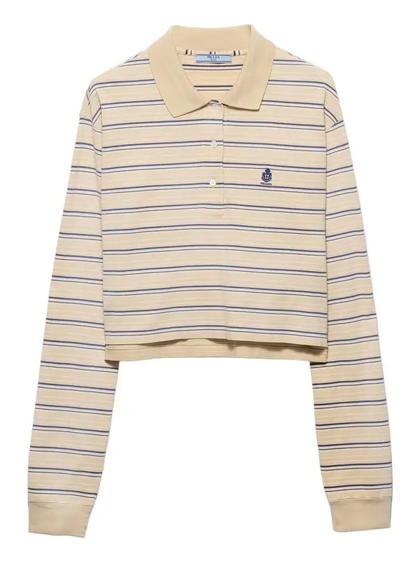 Prada Striped Piqué Polo Shirt - Neutral