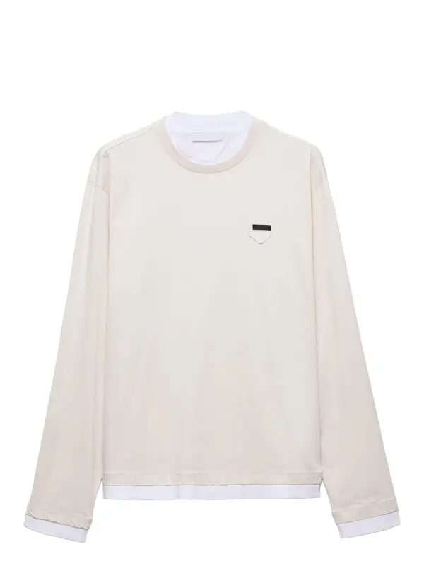 Prada Long-sleeved Cotton T-shirt - Neutral
