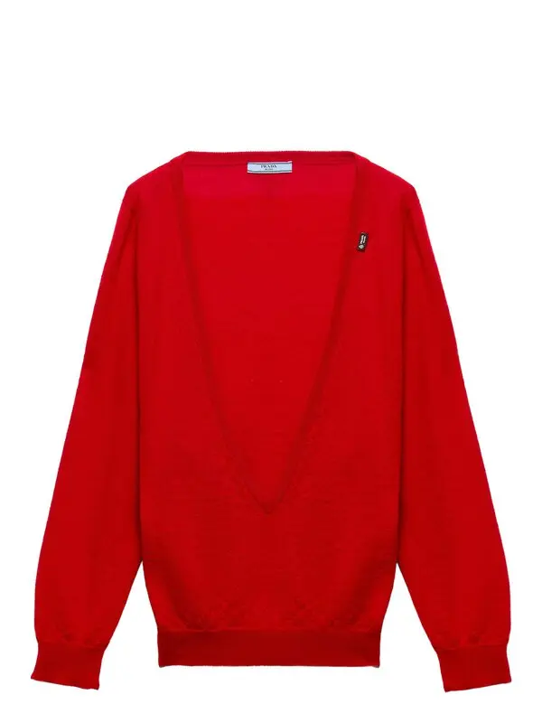 Prada Cashmere V-neck Sweater - Red