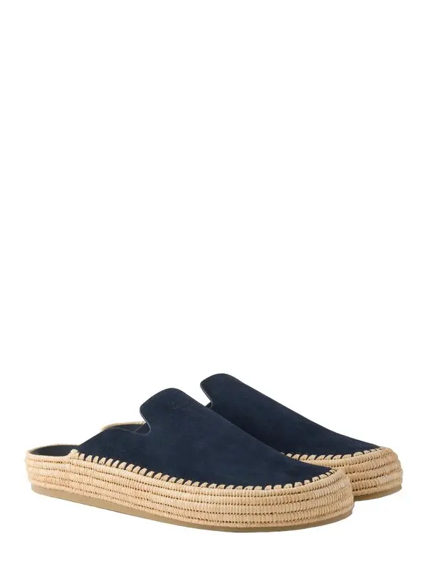 Prada Suede Mules - Blue