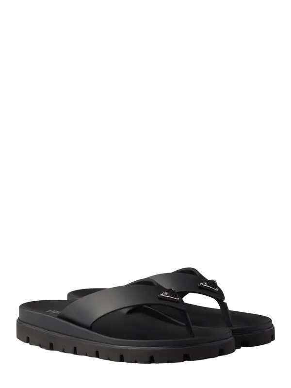 Prada Rubber Thong Sandals - Black
