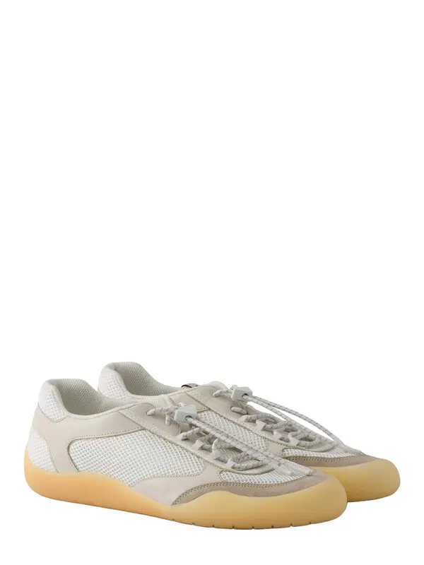 Prada Speedrock Leather And Mesh Sneakers - Neutral