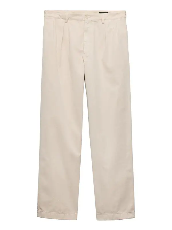 Prada Wide-leg Cotton Trousers - Neutral