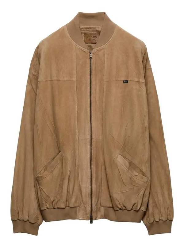 Prada Suede Bomber Jacket - Neutral