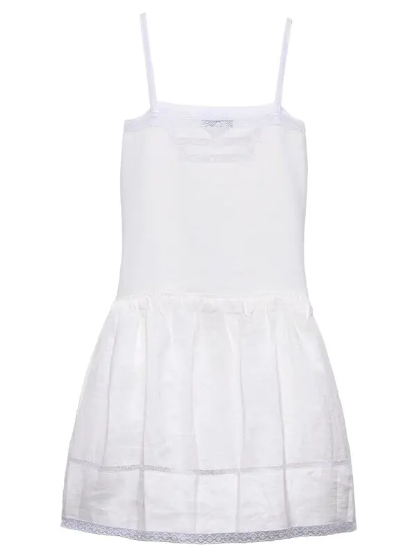 Prada Embroidered Linen Dress - White