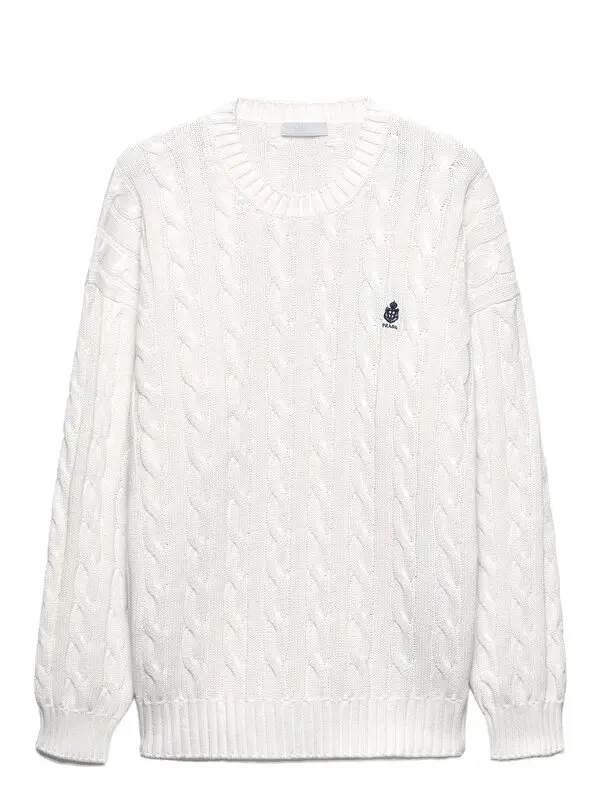 Prada Cotton Crew-neck Sweater - White
