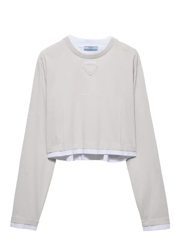 Prada Long-sleeved Jersey T-shirt - Grey