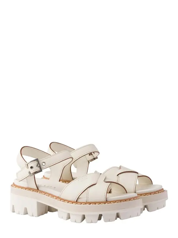 Prada Leather Sandals - Neutral