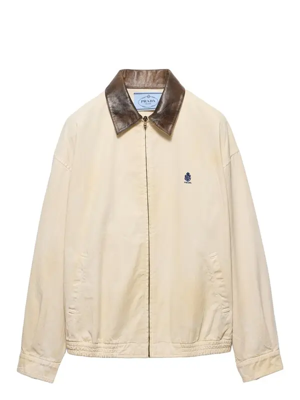 Prada Embroidered Garment-dyed Old Gabardine Blouson Jacket - Neutral