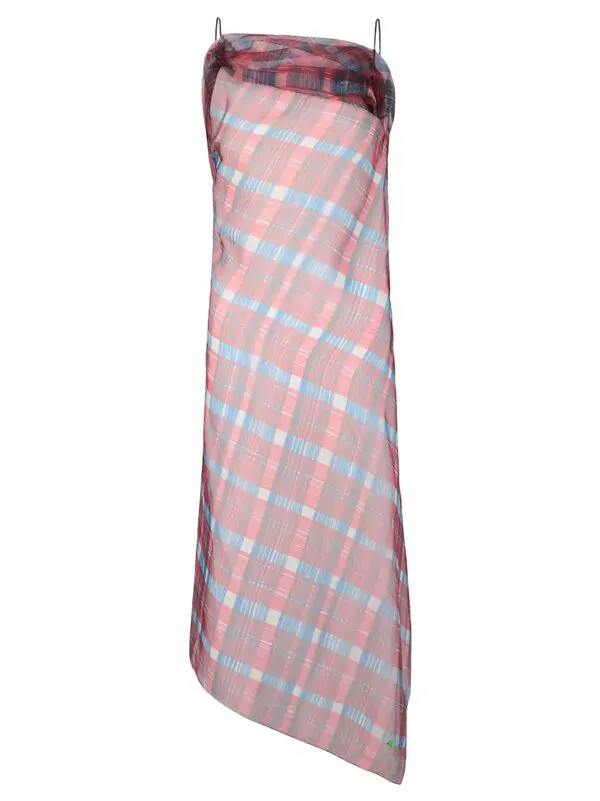 FERRAGAMO Plaid Asymmetrical Dress - Pink
