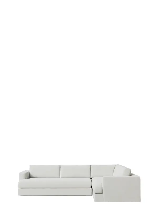 Quince Sierra Curved Arm L Sectional In Performance Boucle - Cloud White