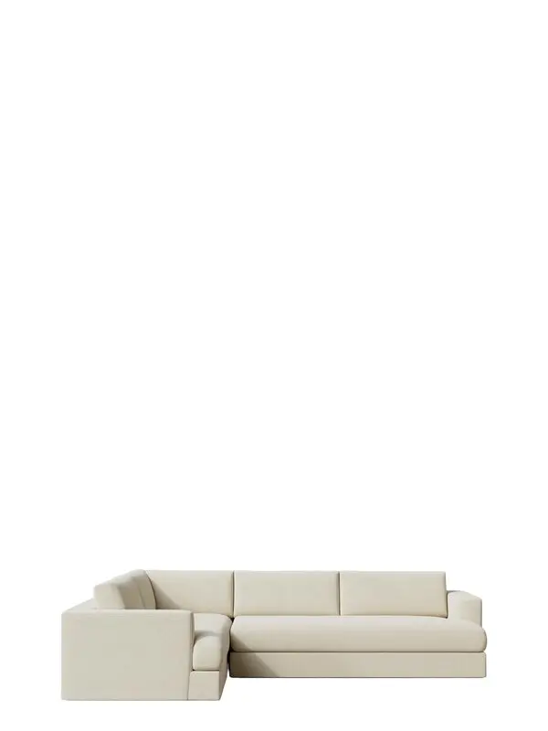Quince Sierra Curved Arm L Sectional In Performance Boucle - Linen