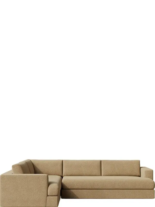 Quince Sierra Curved Arm L Sectional In Performance Boucle - Mushroom