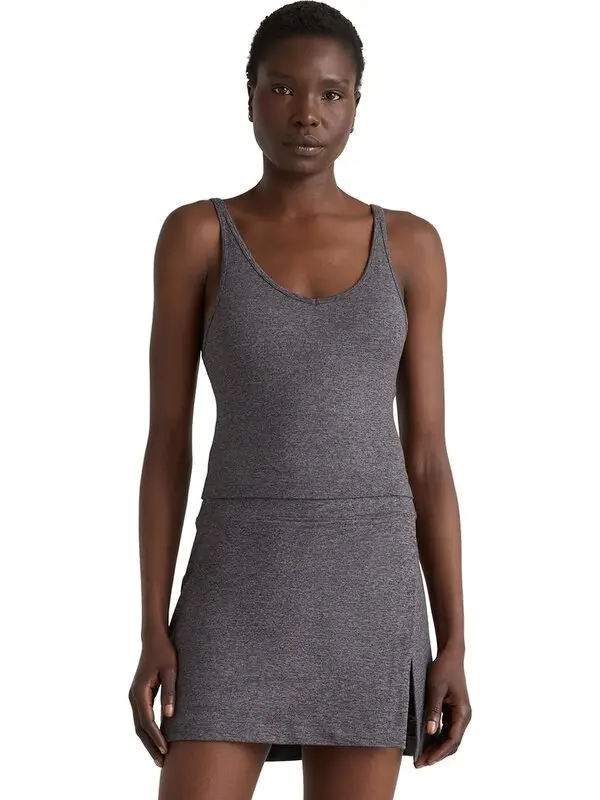 Quince Ultra-soft Strappy Cropped Tank Top - Heather Charcoal