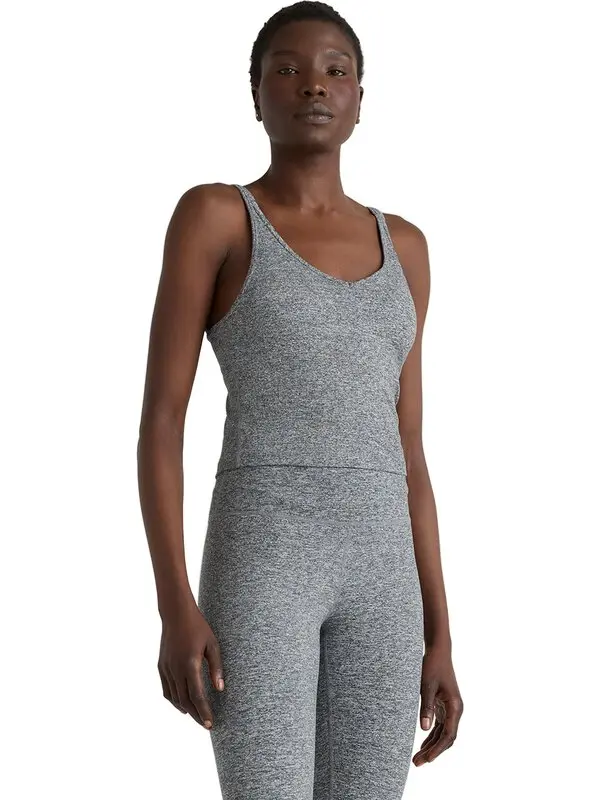 Quince Ultra-soft Strappy Cropped Tank Top - Heather Grey