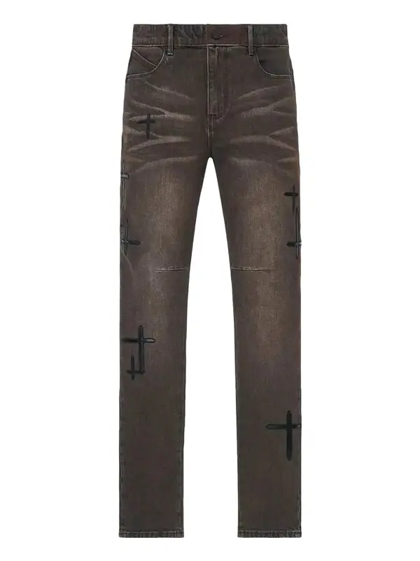 RtA Bryant Skinny Jean With Cross Patch - Brown