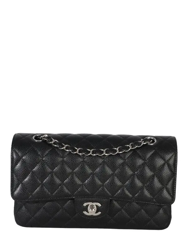 Chanel Quilted Caviar Double Flap Bag - Black