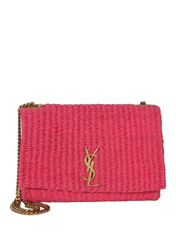 Saint Laurent Raffia Kate Chain Bag - Pink