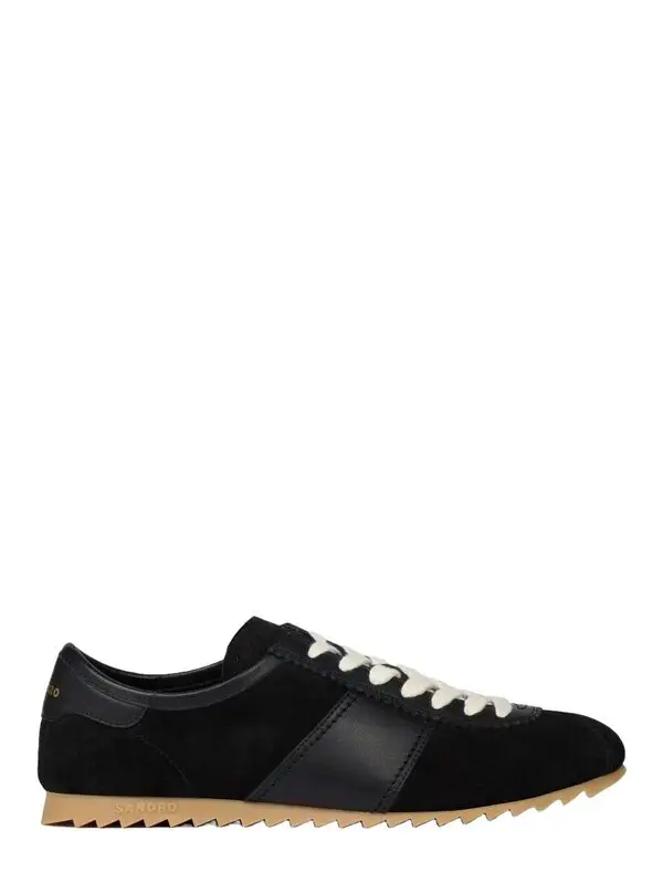 Sandro Leather And Suede Low-top Sneakers - Black