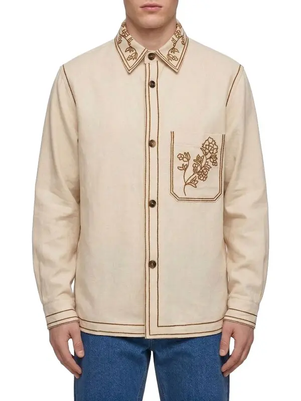 Isabel Marant Étoile Embroidered Floral Cotton Overshirt - Beige