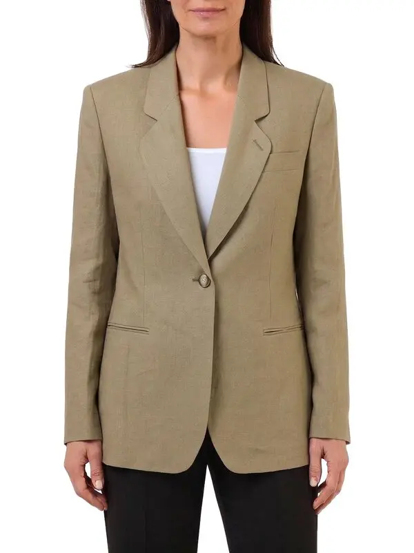 Giorgio Armani Single-breasted Linen Blazer - Grey