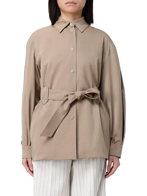 Max Mara Gabardine Overshirt With Tie Belt - Beige
