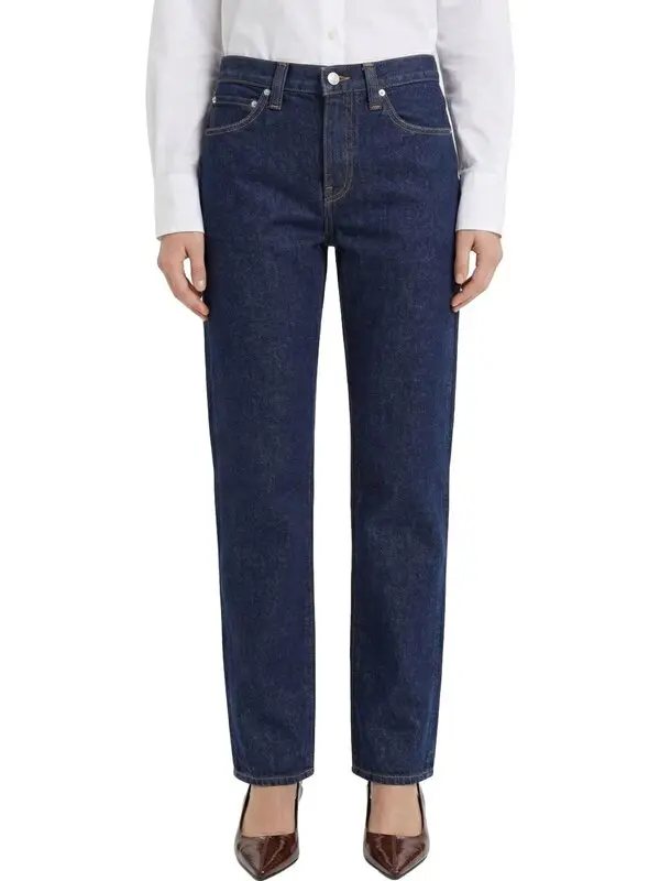 Khaite Cotton Denim Farley Straight Jeans - Blue