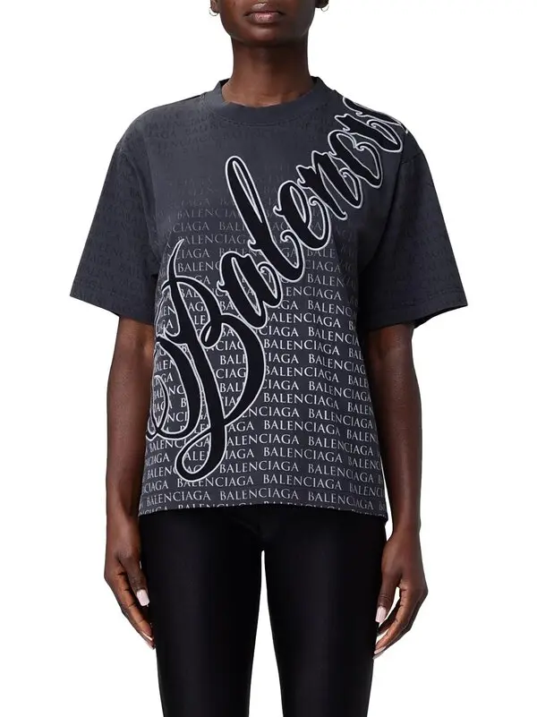 Balenciaga Cotton T-shirt With Logo - Black