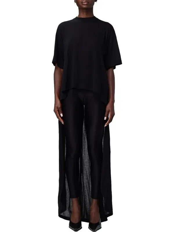Balenciaga Cotton Blend T-shirt With Asymmetrical Train - Black
