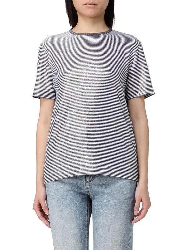 Brunello Cucinelli Striped Linen T-shirt - Blue