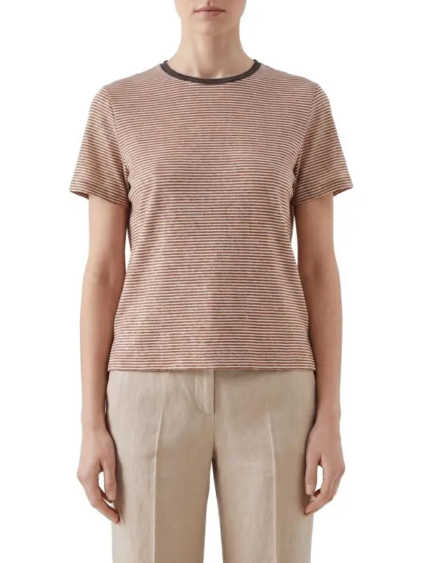 Brunello Cucinelli Striped T-shirt - Orange
