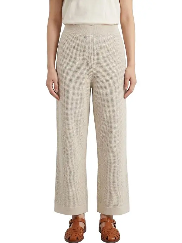 Brunello Cucinelli Textured Knit Wide-leg Pants - Beige