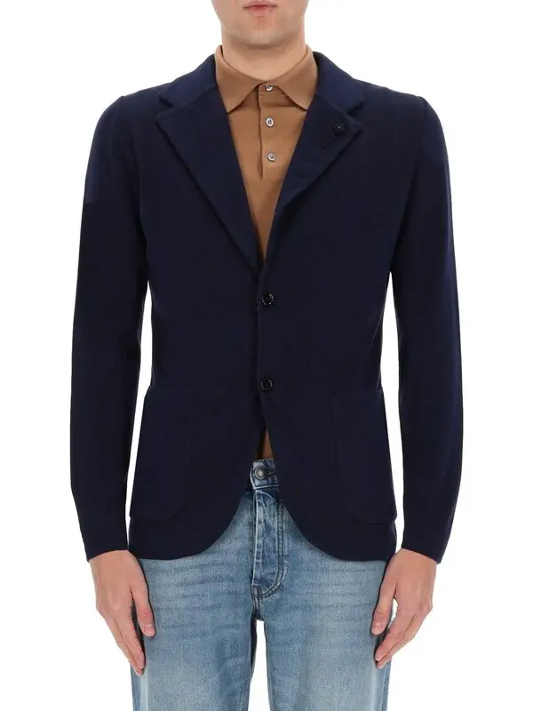 LARDINI Single-breasted Cotton Blazer - Blue