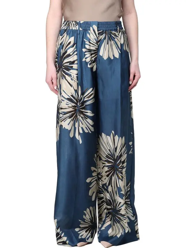 Brunello Cucinelli Wide Leg Floral Print Pants - Blue