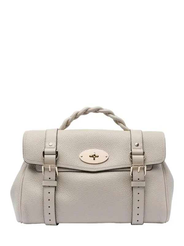 Mulberry Satchel Bag With Twisted Top Handle - Beige