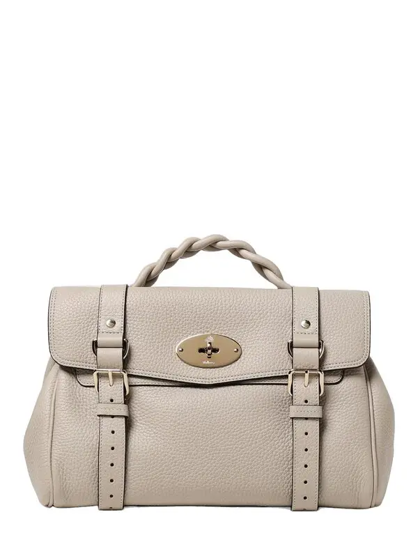 Mulberry Satchel Bag With Twisted Top Handle - Beige