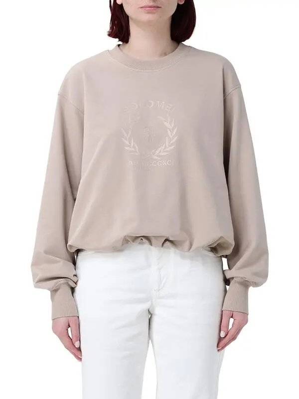 Brunello Cucinelli Cotton Crew Neck Sweatshirt With Emblem - Cocoa