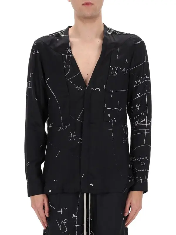 Rick Owens Printed Cotton Blend Shirt - Black