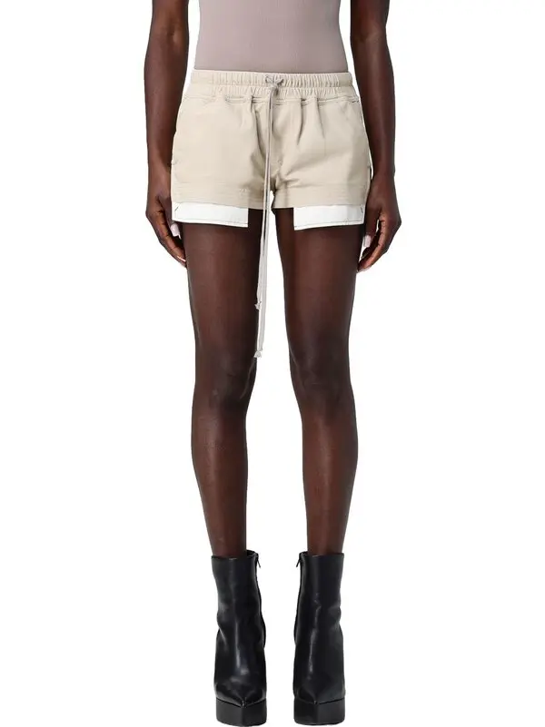 Rick Owens Leather Drawstring Shorts - Beige