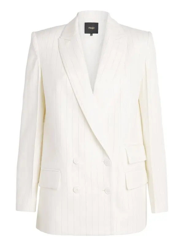Maje Double-breasted Blazer - White