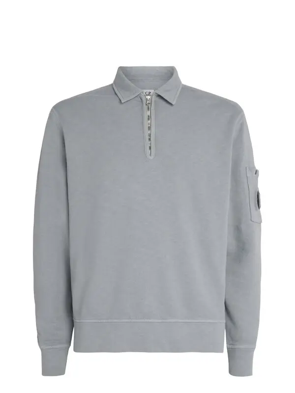 C.P. COMPANY Cotton Malfilè Quarter-zip Sweatshirt - Blue