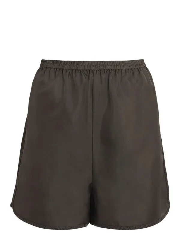 RÓHE Silk Taped Shorts - Brown