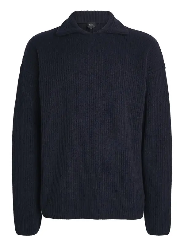 A.p.c. Wool-cashmere Polo Sweater - Beige
