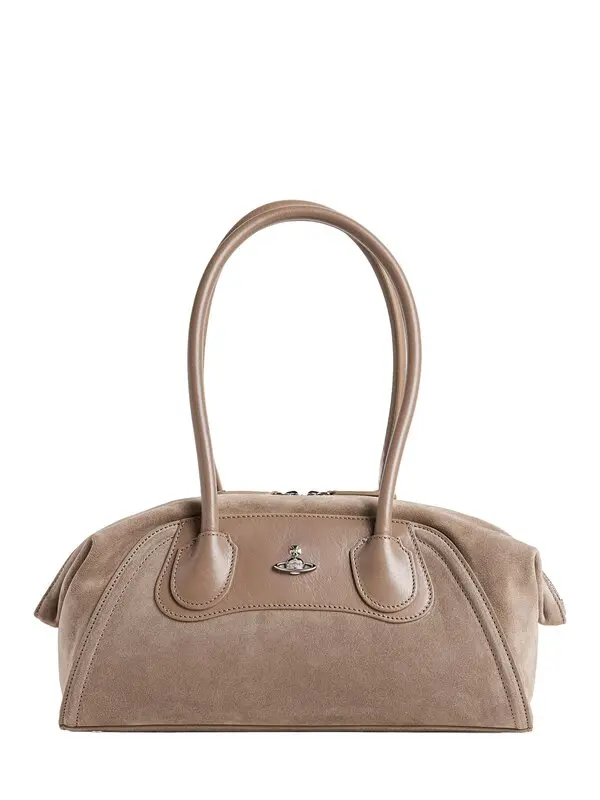 VIVIENNE WESTWOOD Shirley Suede Top-handle Bag - Beige
