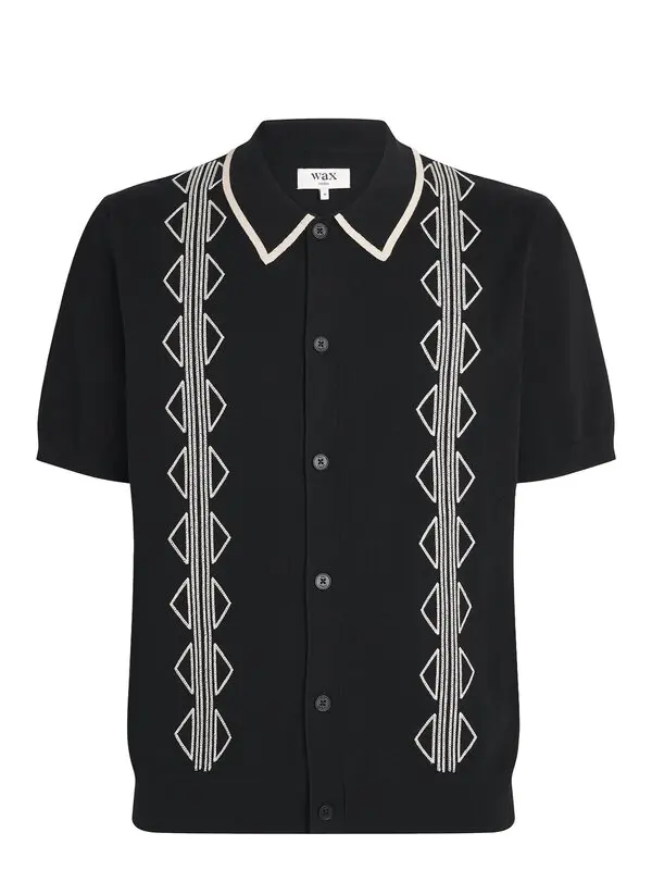 WAX LONDON Cotton-blend Embroidered Tellaro Shirt - Black