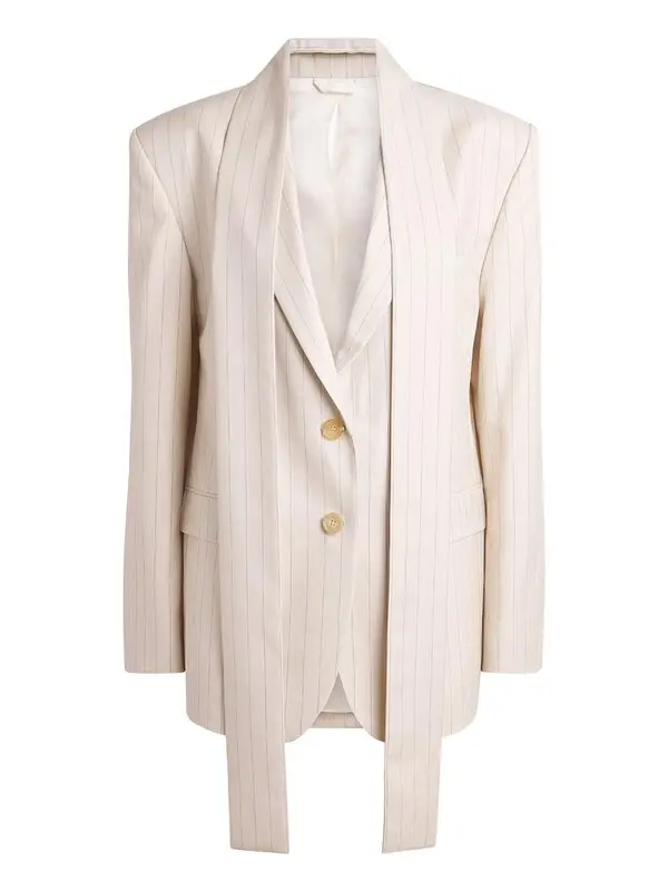 Acne Studios Wool Pinstripe Scarf Blazer - Ivory