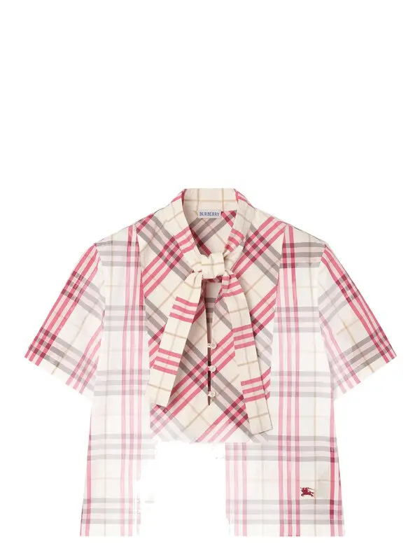 Burberry Cotton Scarf Blouse - Pink