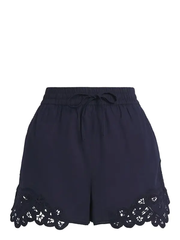 Veronica Beard Cotton Lace Vivaldi Shorts - Navy